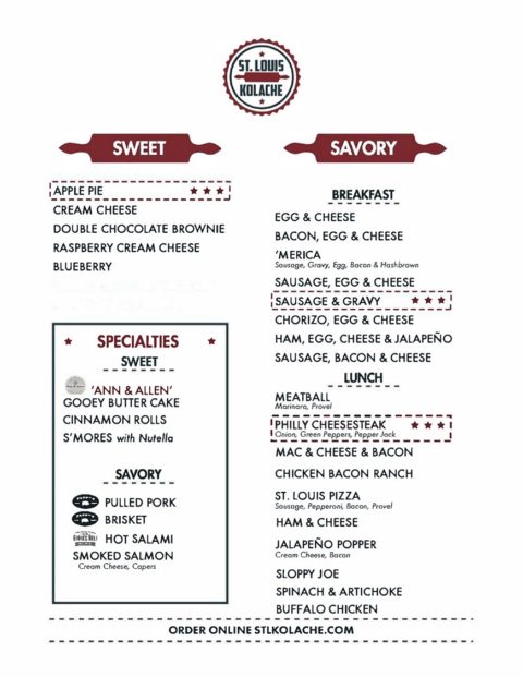 Menu - St. Louis Kolache