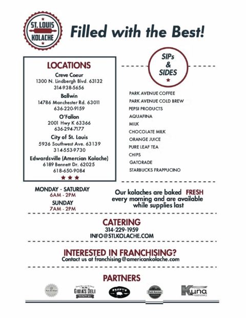 Menu - St. Louis Kolache