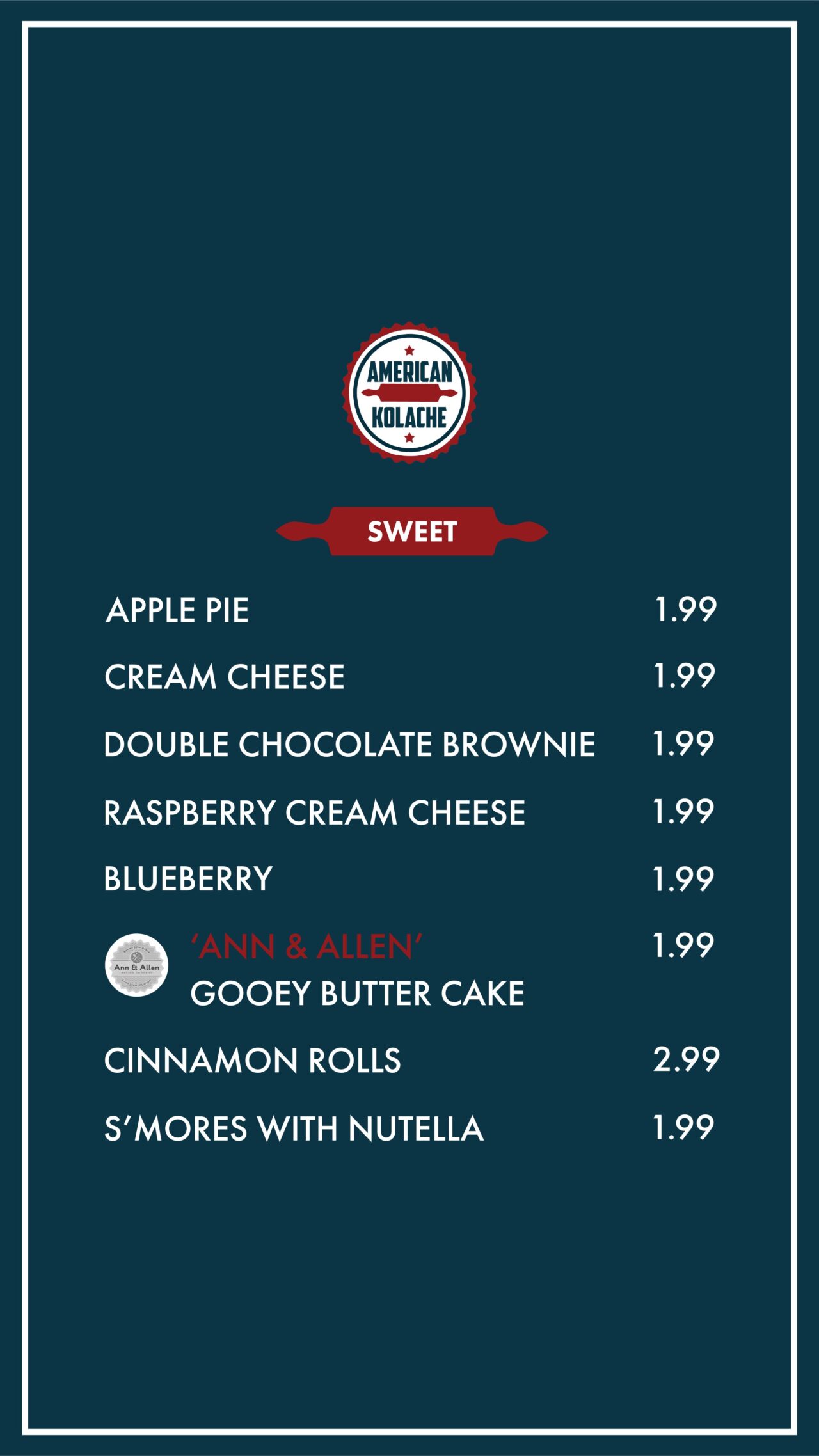 Menu - St. Louis Kolache